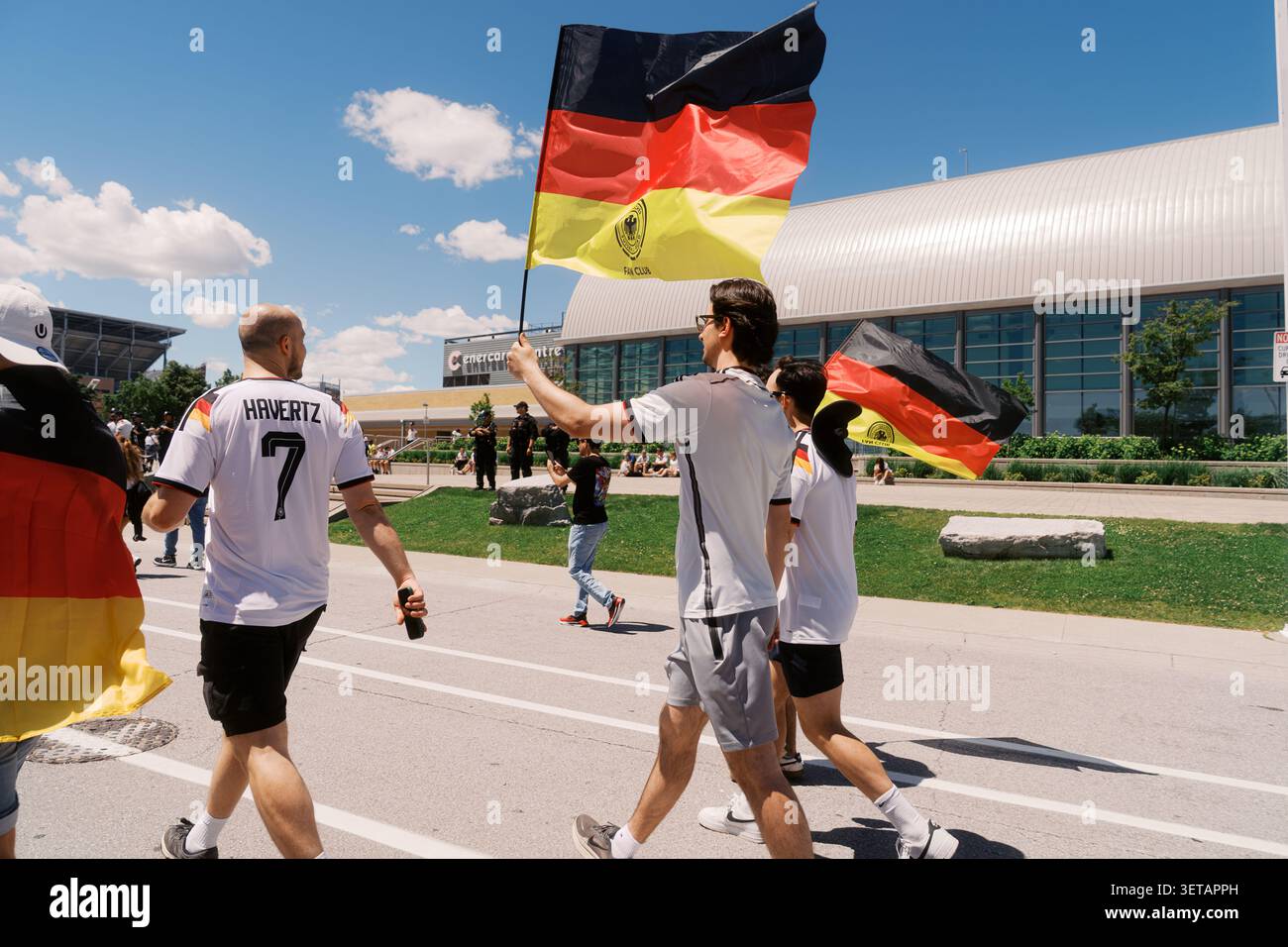 Toronto, Canada - June 20, 2026: German soccer fans with flags walking ...