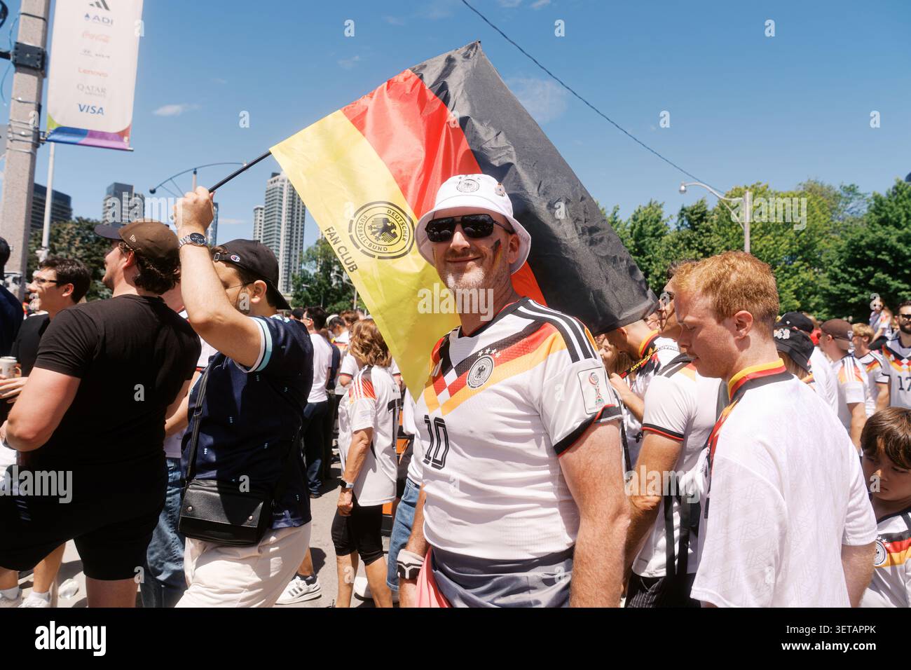 Toronto, Canada - June 20, 2026: German soccer fans with flag before ...