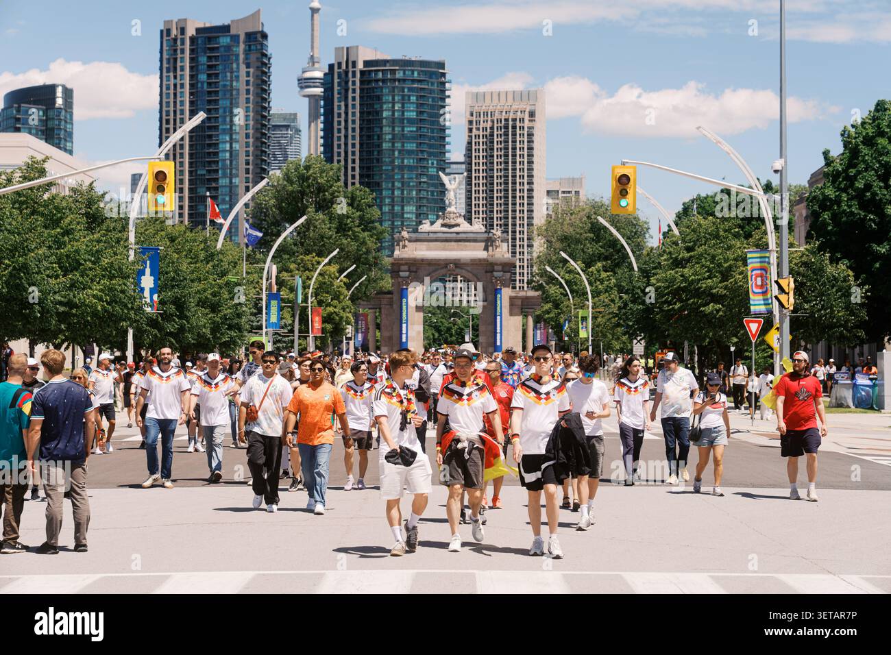 Toronto, Canada - June 20, 2026: German soccer fans walking to stadium ...