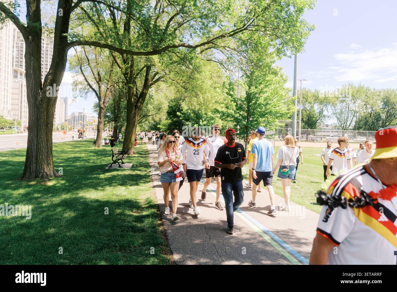 Toronto, Canada - June 20, 2026: German soccer fans walking downtown ...