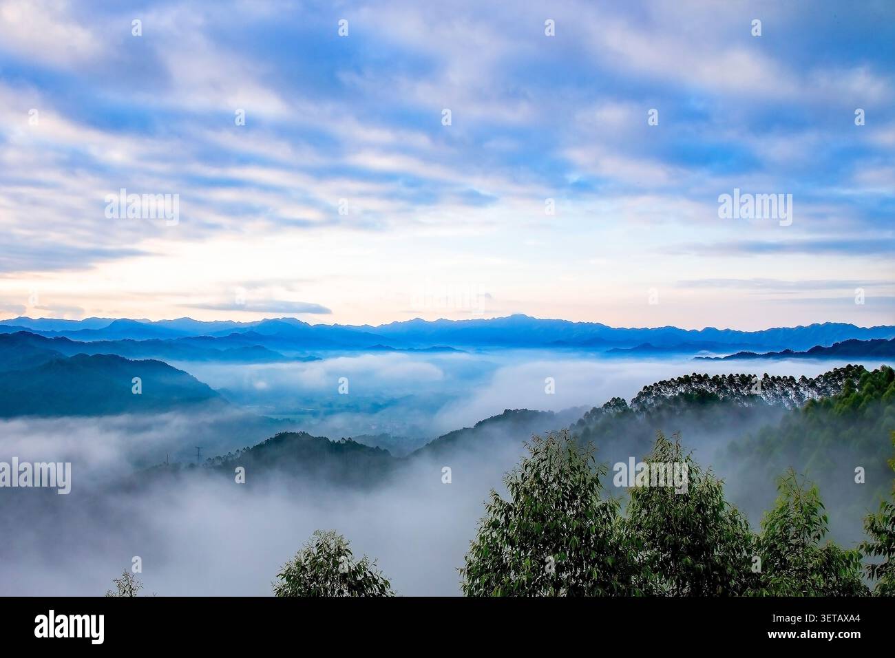 WUZHOU, CHINA - JUNE 22, 2026 - Rainy morning scenery in the ...