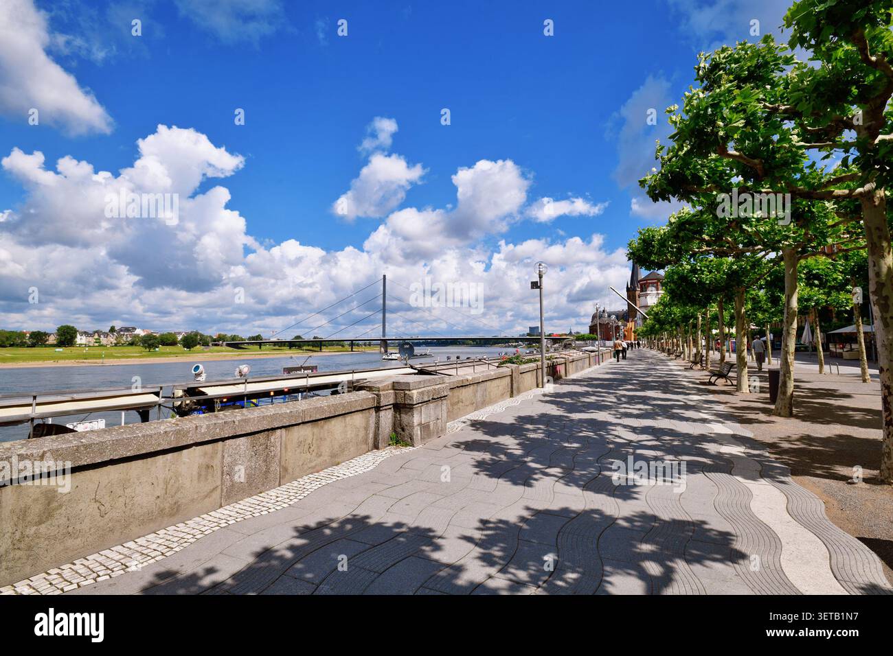 Düsseldorf, Germany - June 9th 2026: Riverside promenade ...