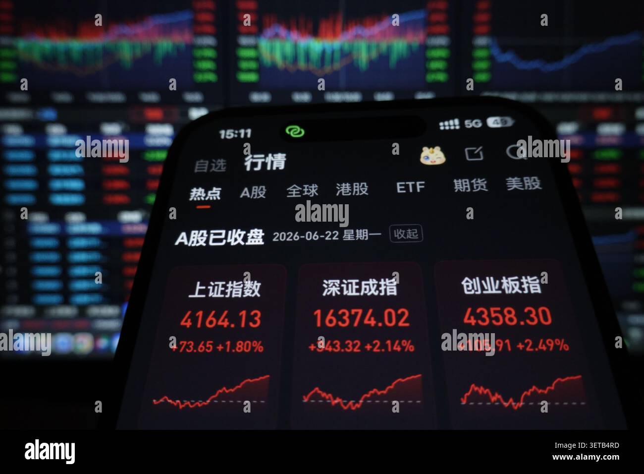HAIAN, CHINA - JUNE 22, 2026 - The closing index of the Chinese stock ...