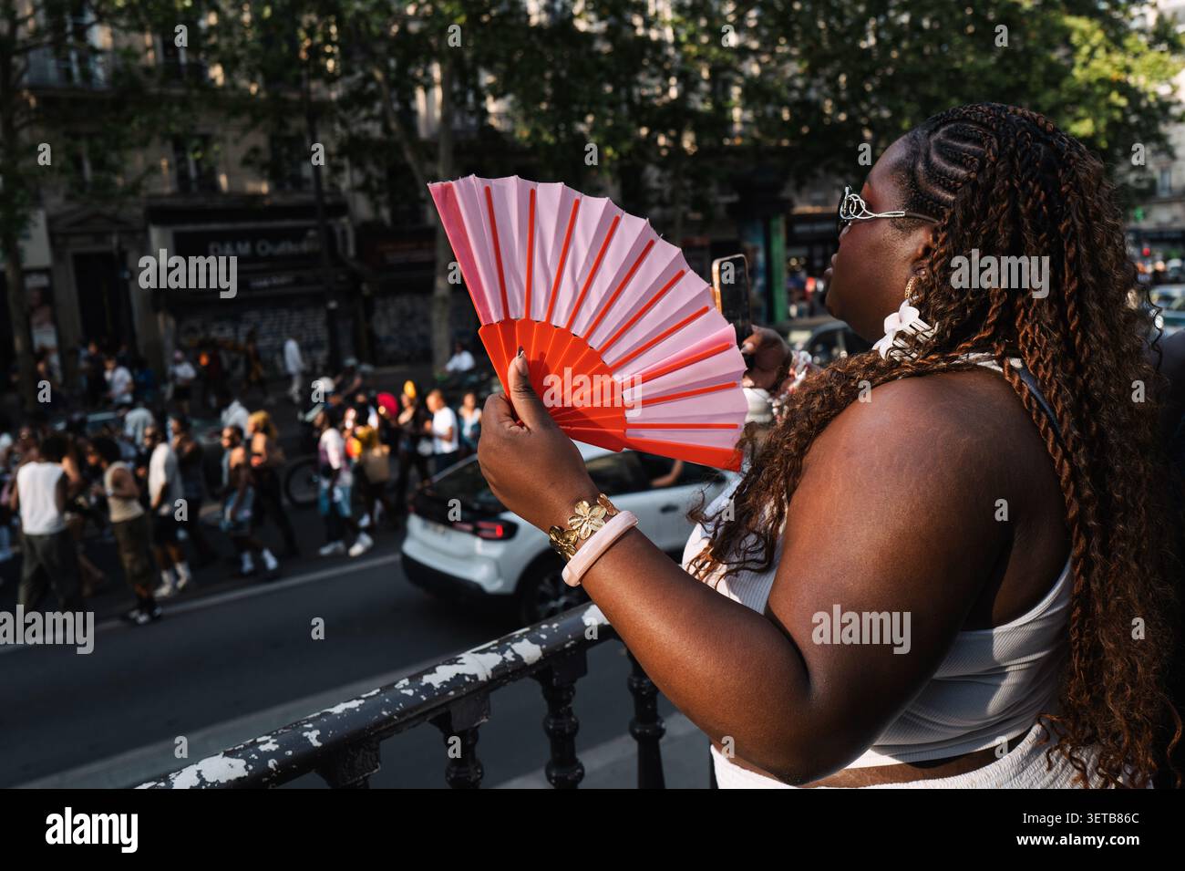 A partygoer attends the annual street music festival 'Fete de la ...