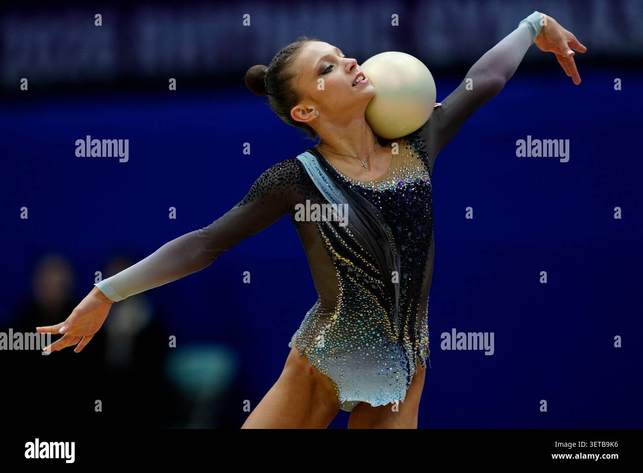 Arina Kovshova of Russia performs her ball routine during Individual ...