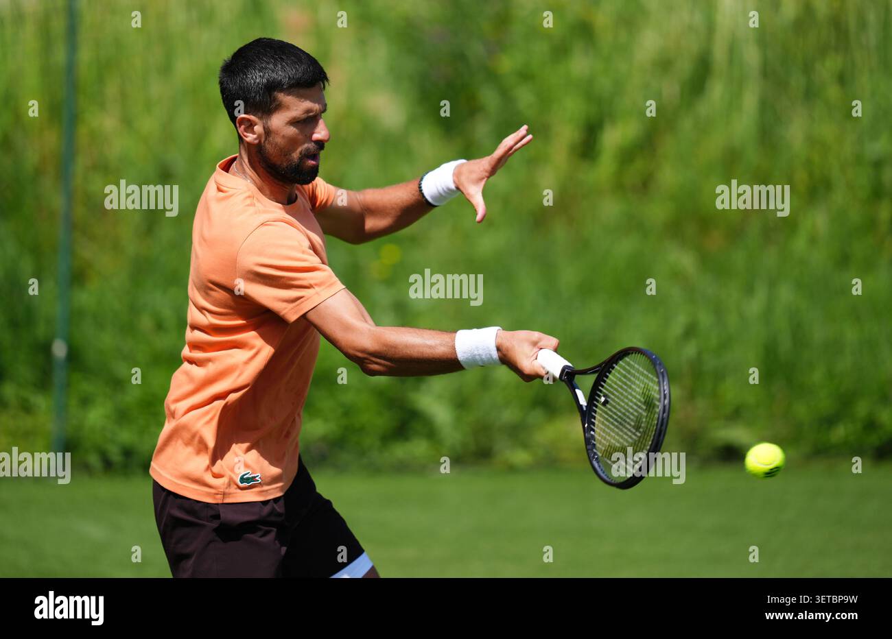 Novak Djokovic practising ahead of the 2025 Wimbledon Championships at ...