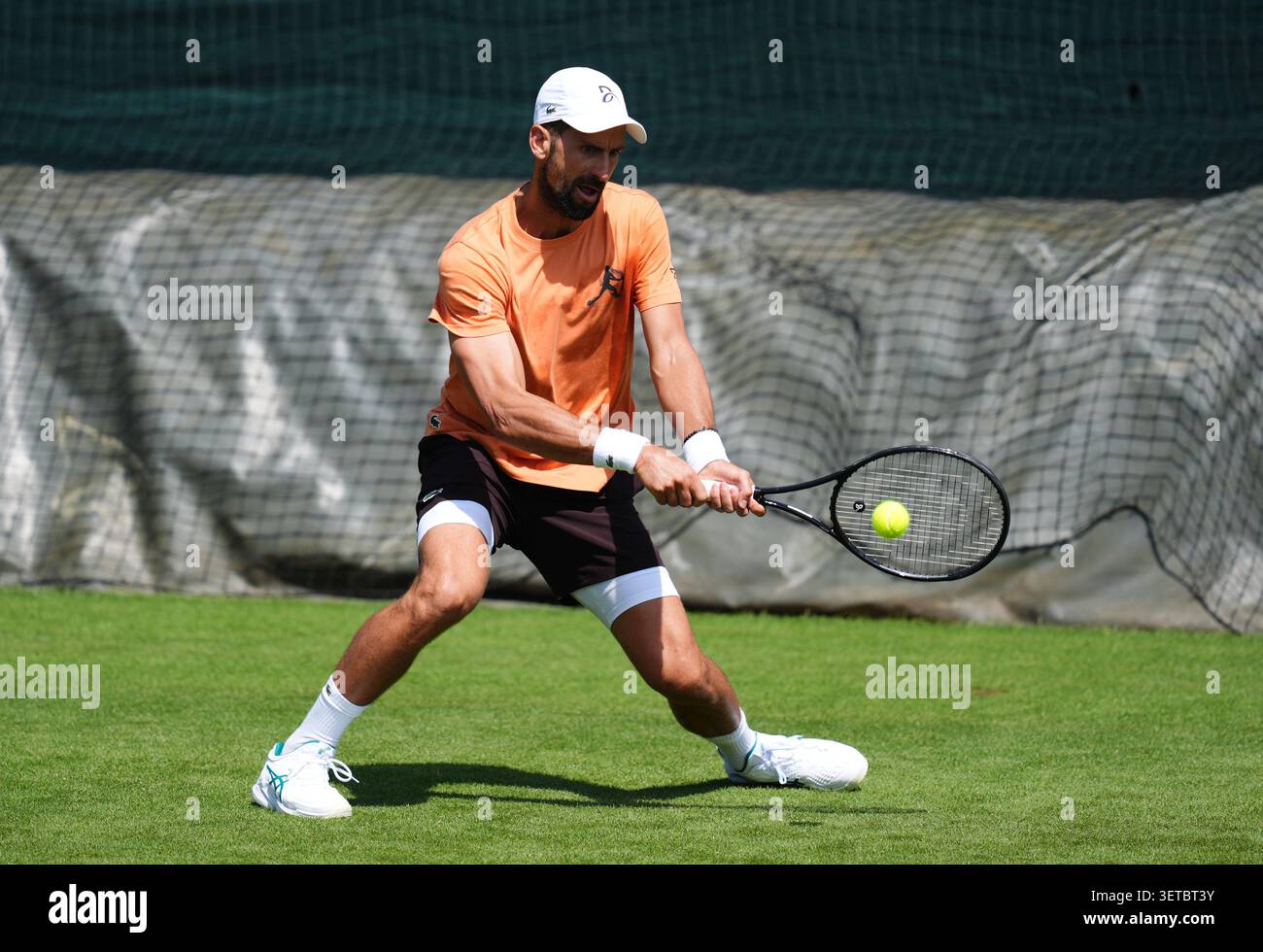 Novak Djokovic practising ahead of the 2025 Wimbledon Championships at ...
