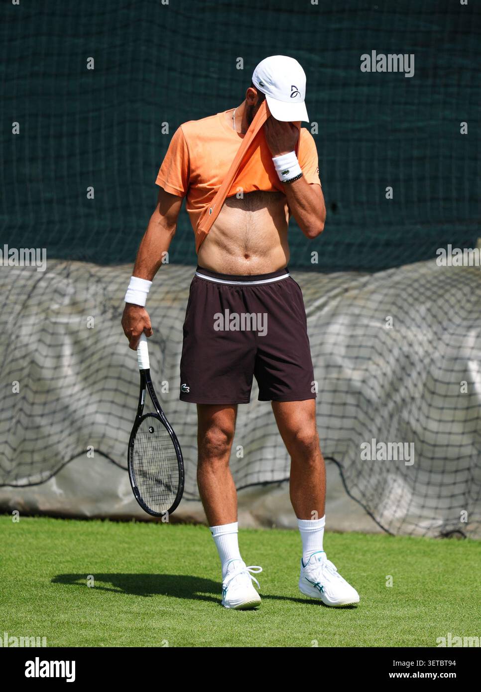 Novak Djokovic practising ahead of the 2025 Wimbledon Championships at ...