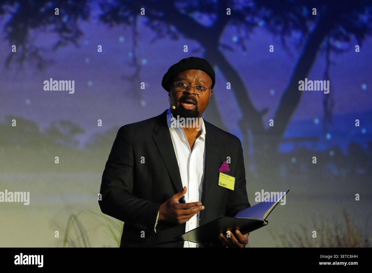 Author Ben Okri speaks during a Business Forum for The Royal Foundation ...