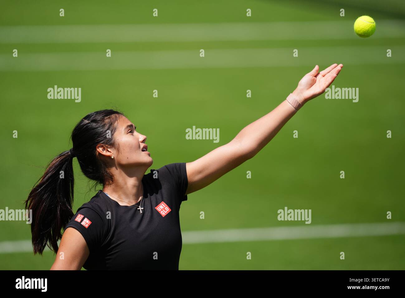 Emma Raducanu practising ahead of the 2026 Wimbledon Championships at ...