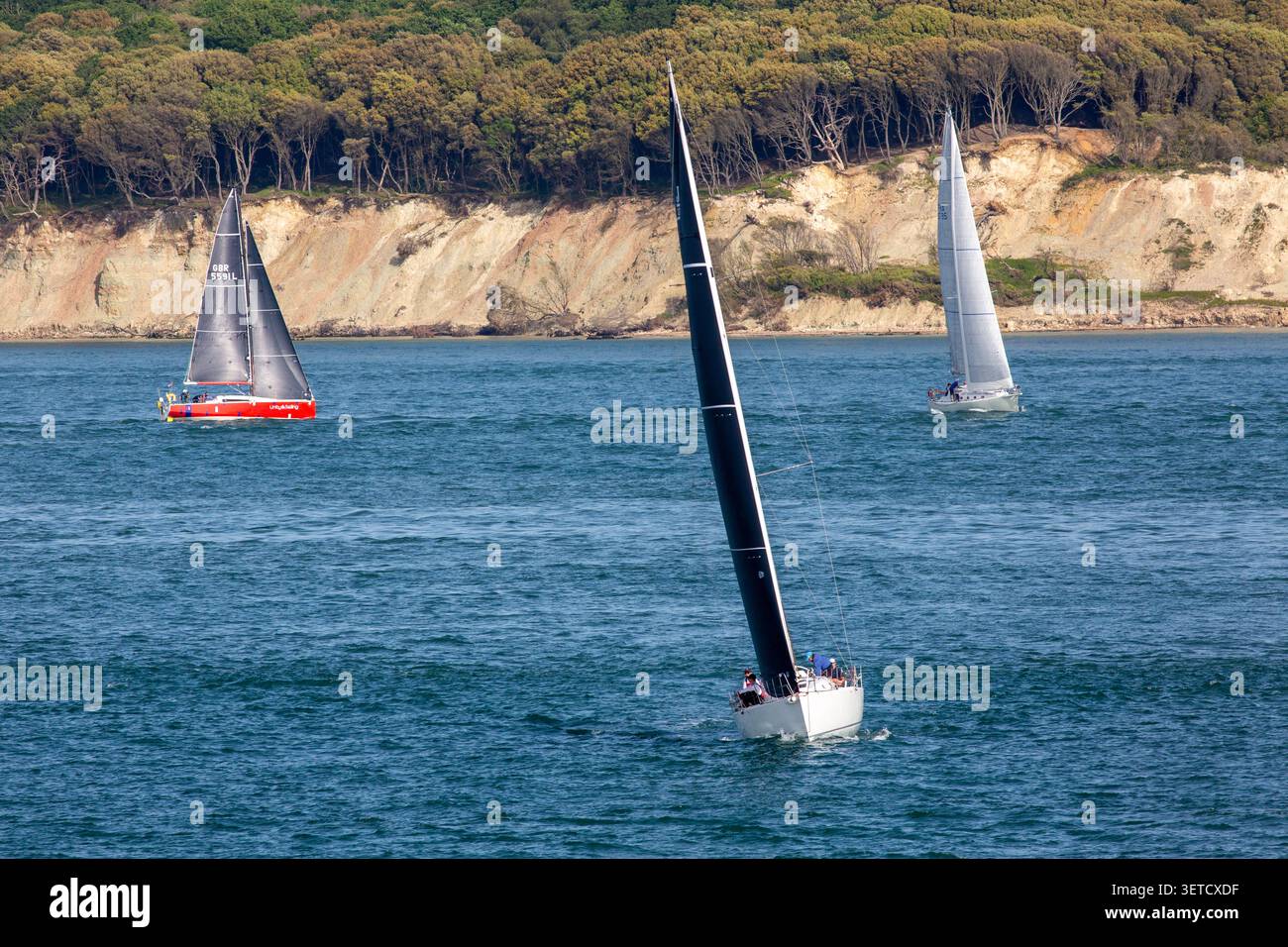Lymington, Hampshire, UK - May 23 2026: Yachts at the start of the RORC ...
