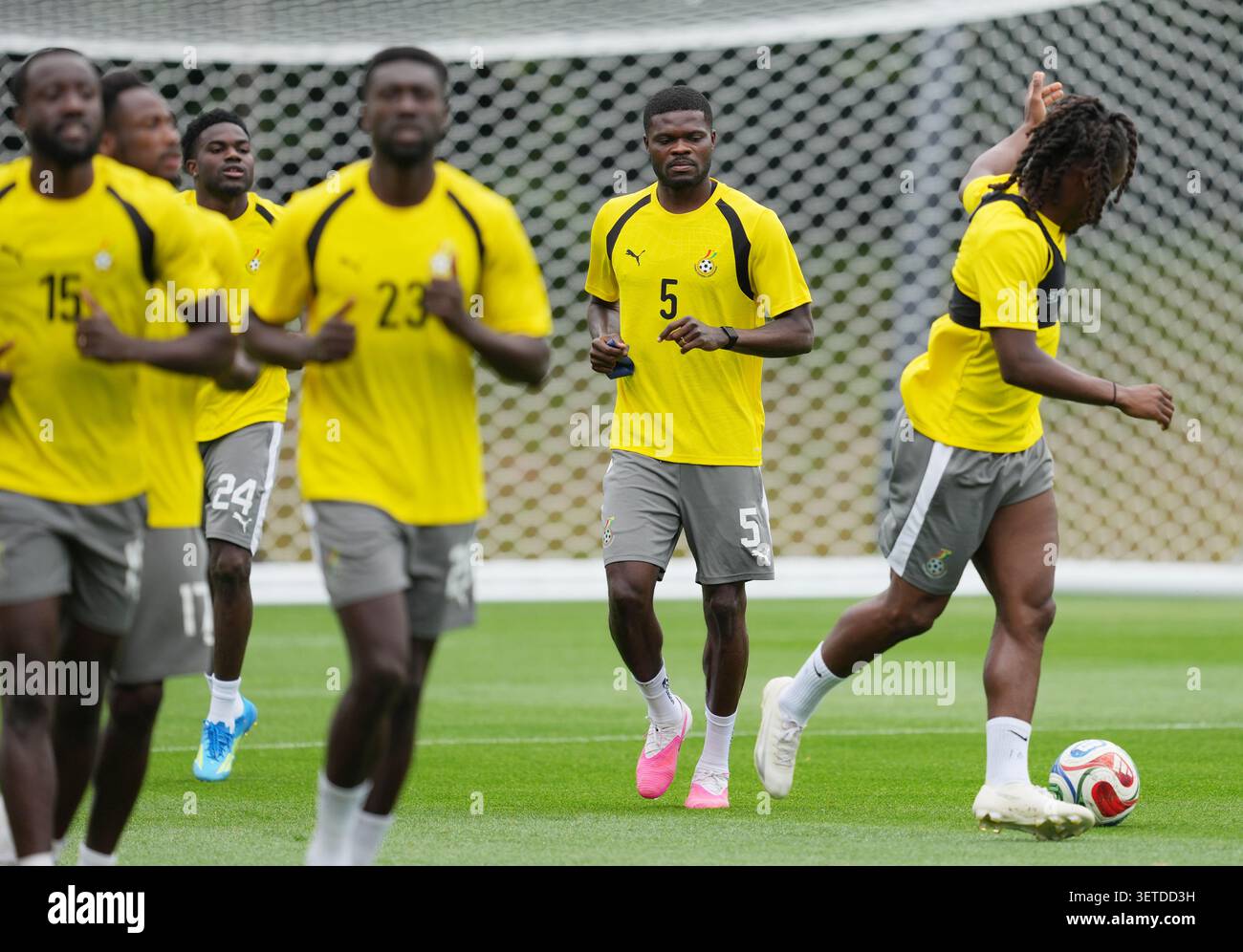 Ghana's Thomas Partey during a training session at Bryant University ...