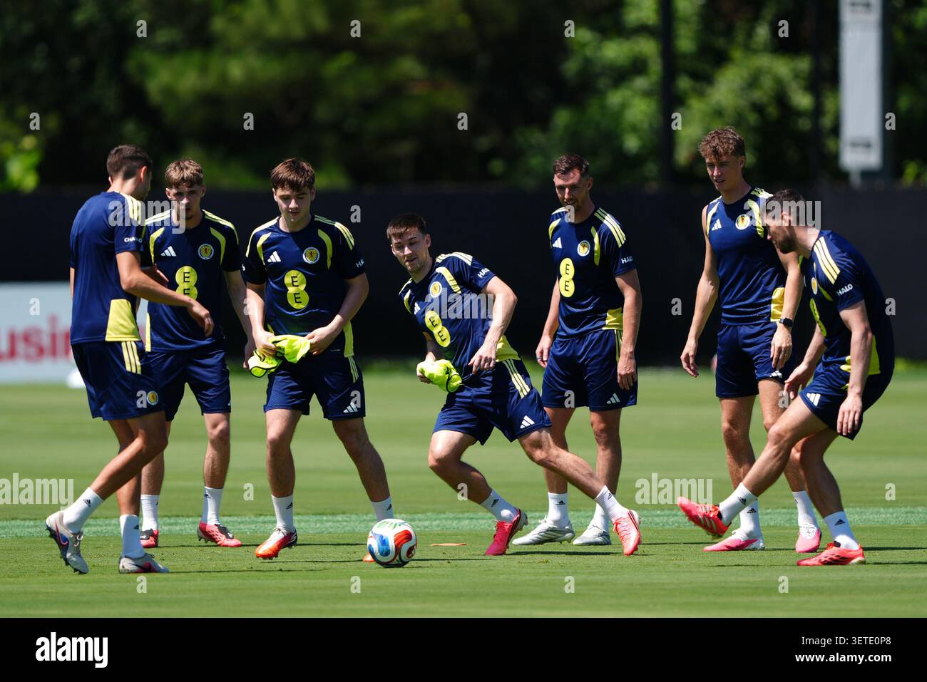 Scotland's Kieran Tierney (centre) during a training session at the ...