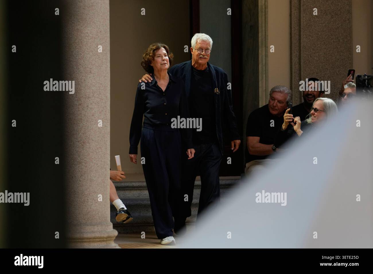 Fashion designers Leo Dell'Orco, right, and Silvana Armani arrive on ...