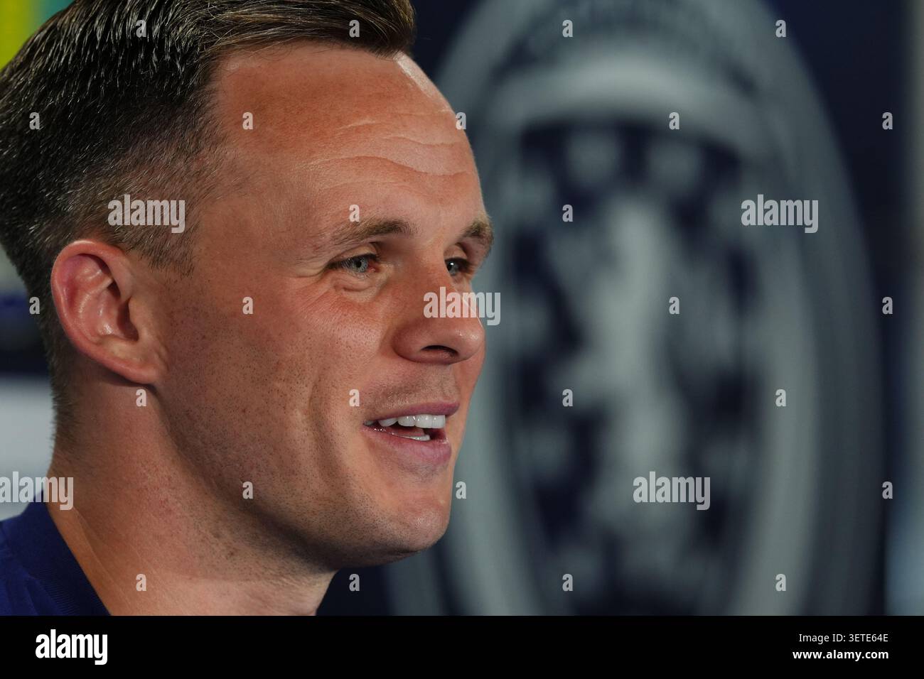 Scotland's Lawrence Shankland during a press conference at the Atrium ...