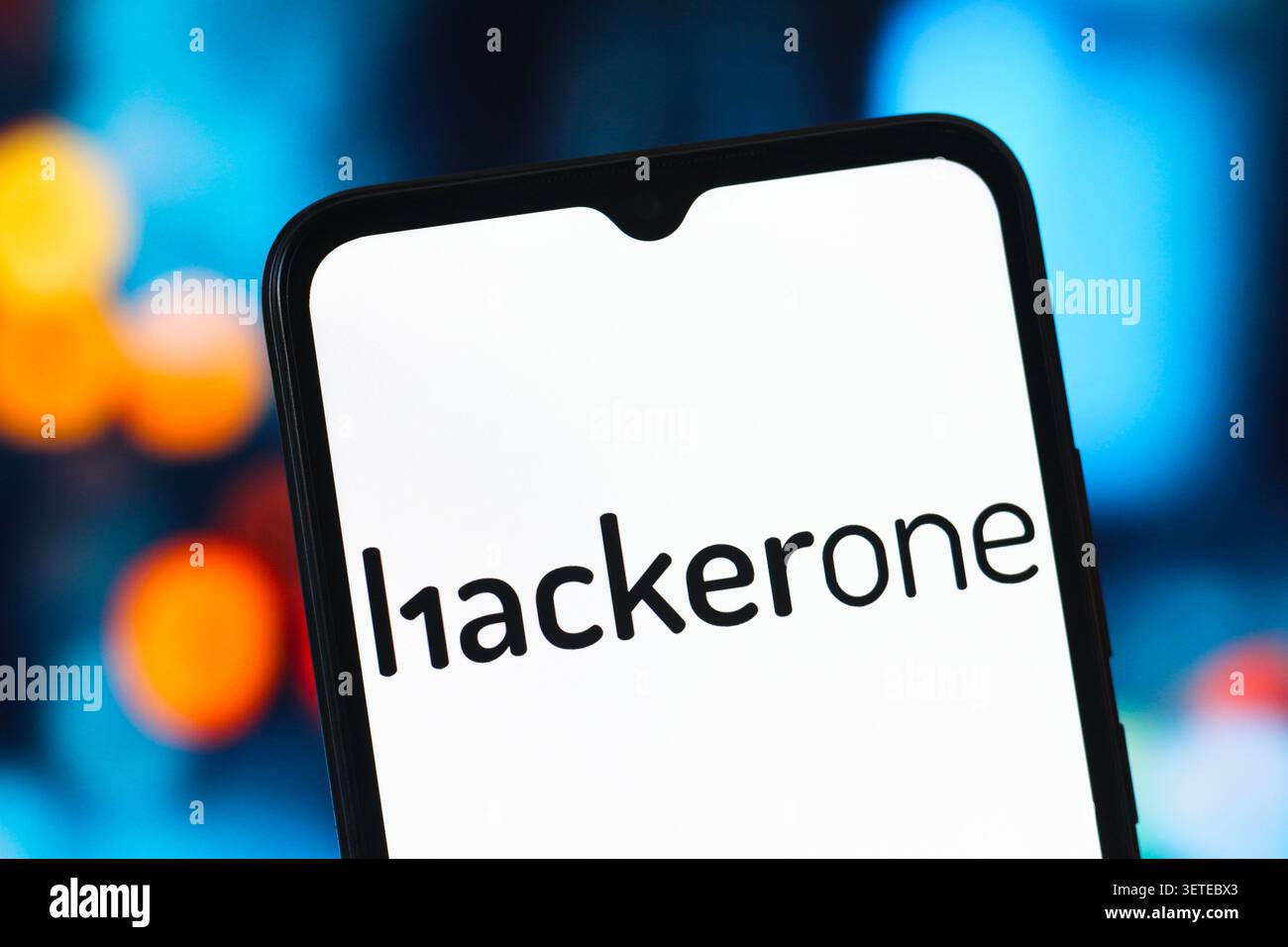 In this photo illustration, the HackerOne (Hacker One) logo is seen ...