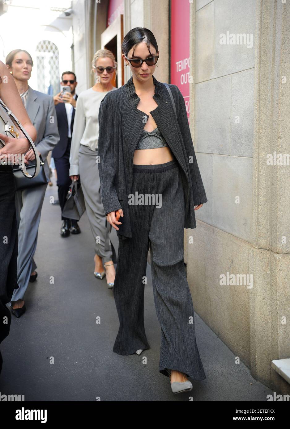 IPA85945525 - MILAN—MATILDA DE ANGELIS ARRIVES AT THE ARMANI FASHION ...