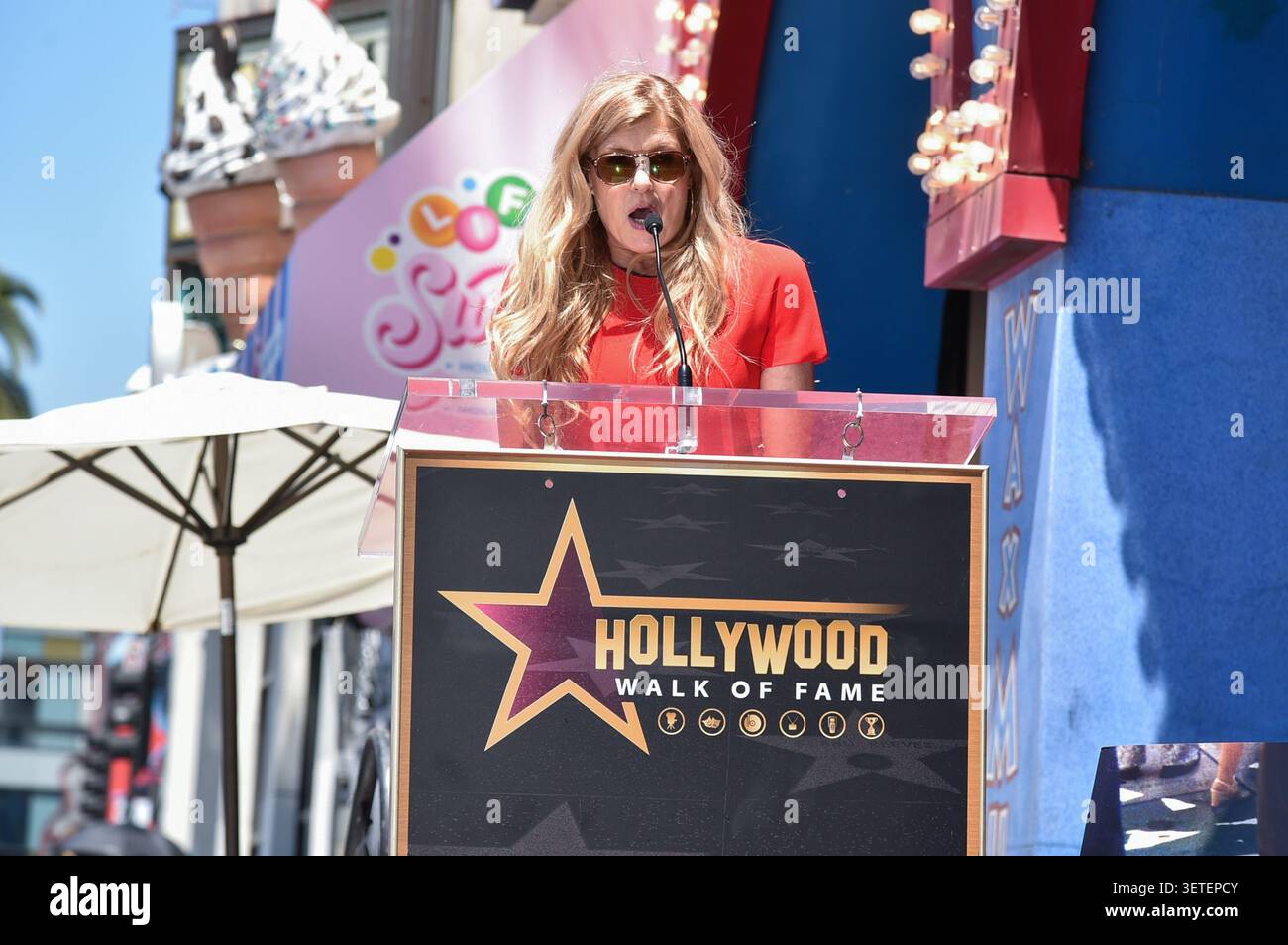 Connie Britton speaks during a ceremony honoring Molly Shannon with a ...