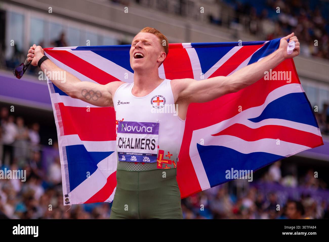Alastair Chalmers celebrates winning the Mens 400m Hurdles final at the ...