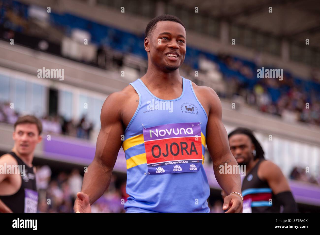 Tade Ojora celebrates winning Mens 110m Hurdles final at the UK ...