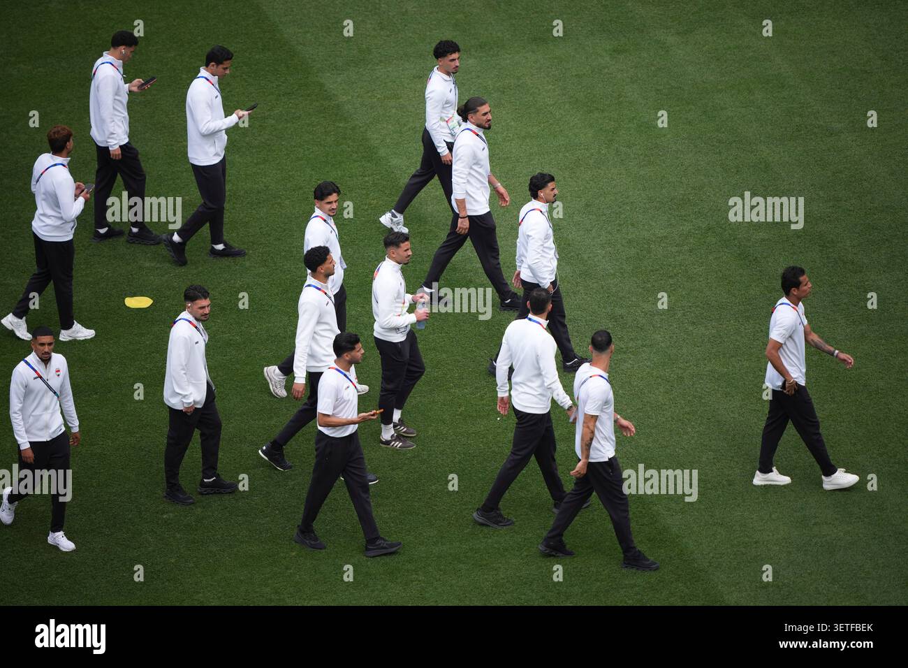 Players of Iraq walk in the pitch prior to the World Cup Group I soccer ...
