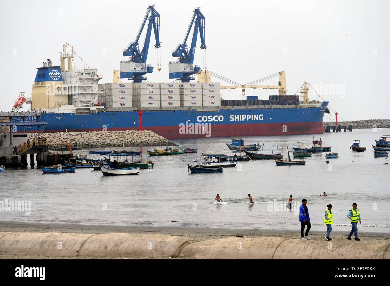 FILE - A cargo ship sits in a Chinese-funded port in Chancay, Peru, Nov ...