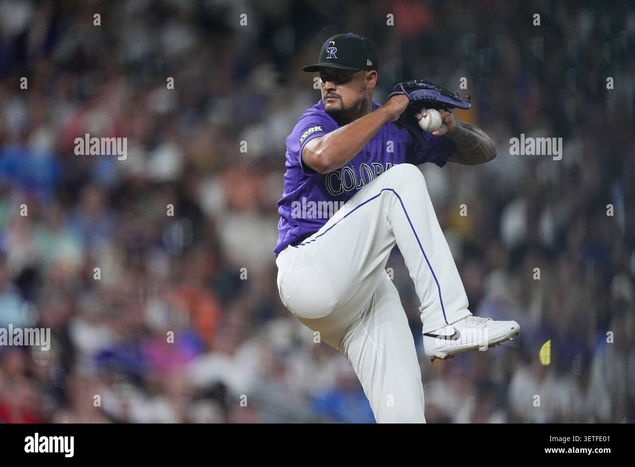 Colorado Rockies relief pitcher Brennan Bernardino (83) in the eighth ...