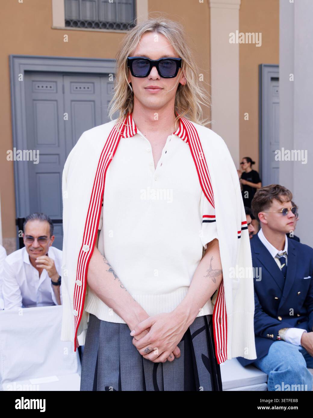 Jamie Campbell Bower attends THOM BROWNE Menswear Spring-Summer 2027 ...