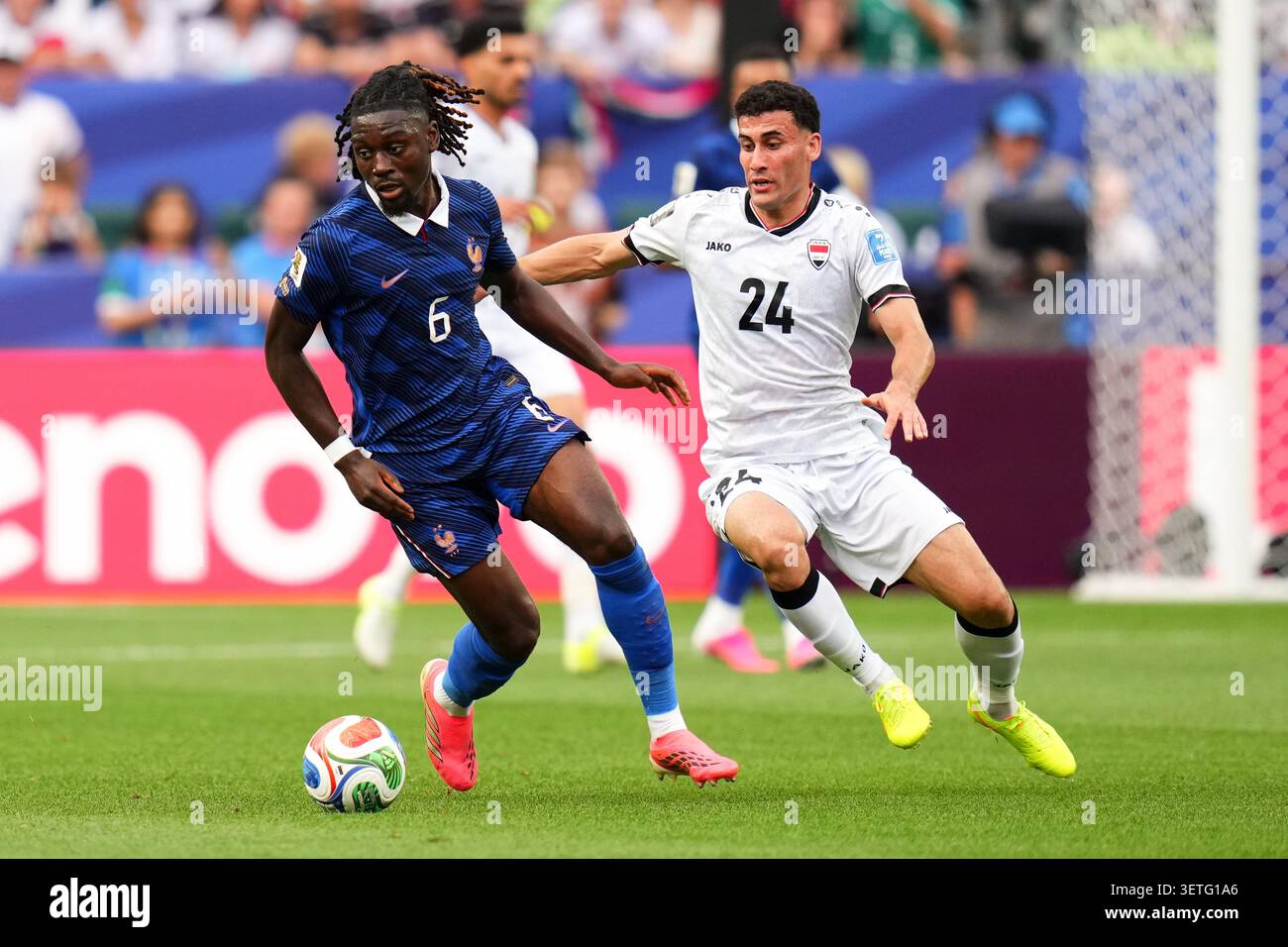 June 22, 2026: France Midfielder Manu Kone (6) controls the ball during ...