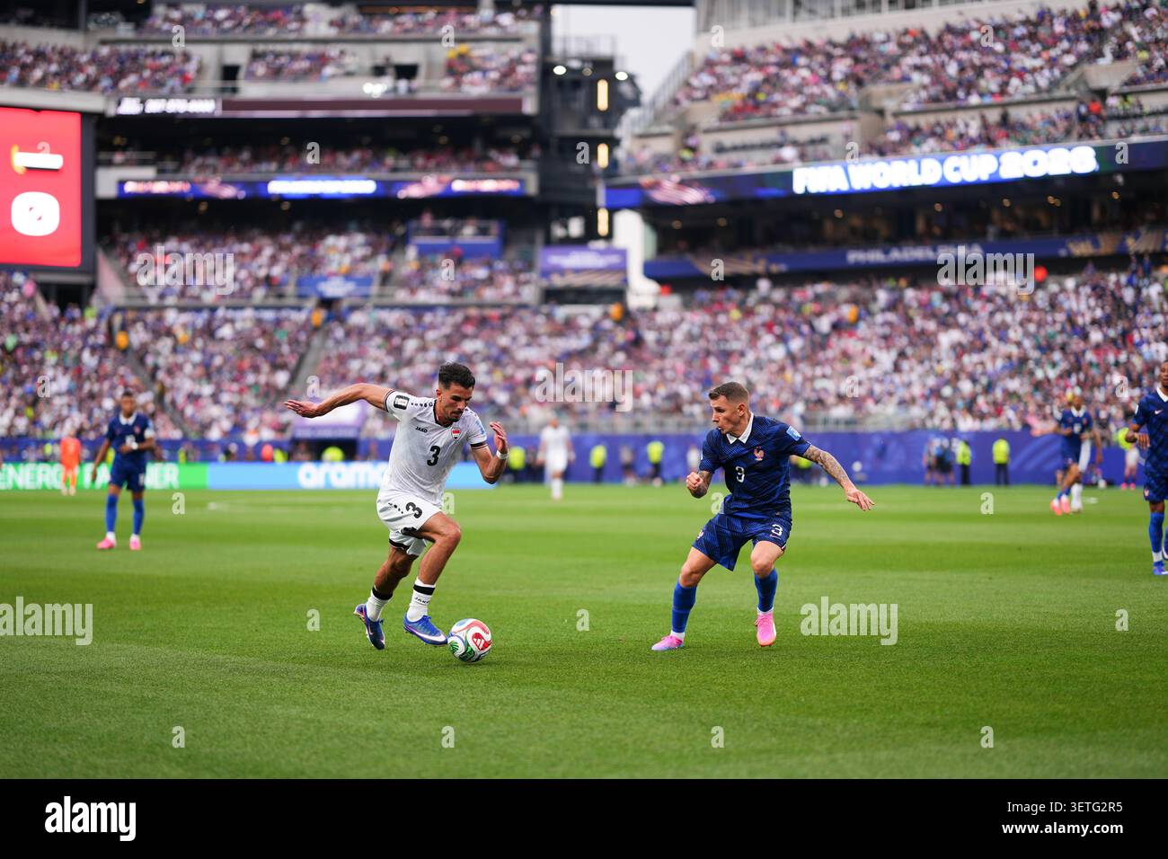June 22, 2026: Iraq Defender Hussein Ali (3) controls the ball during ...