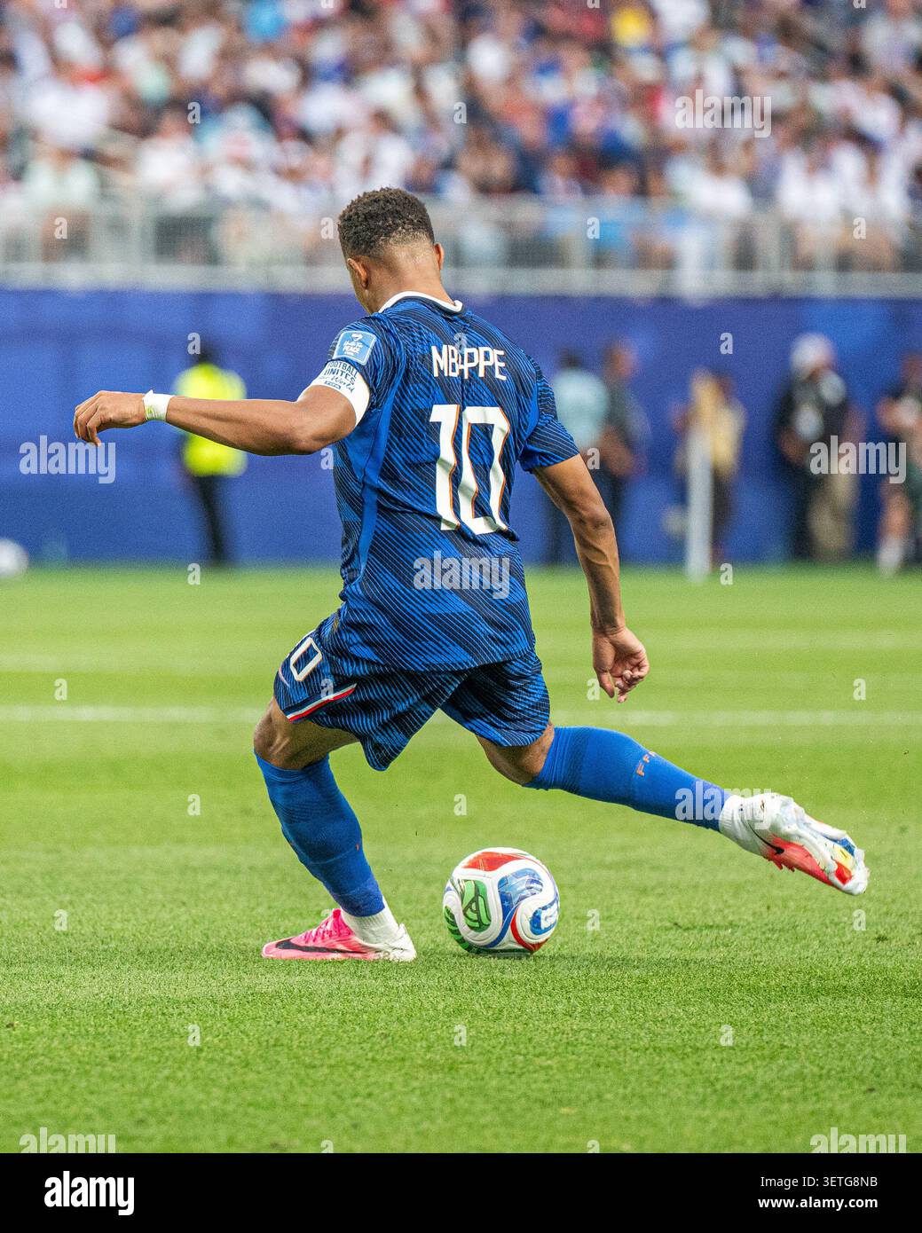 Kylian Mpappe of France takes a shot during the France vs. Iraq World ...