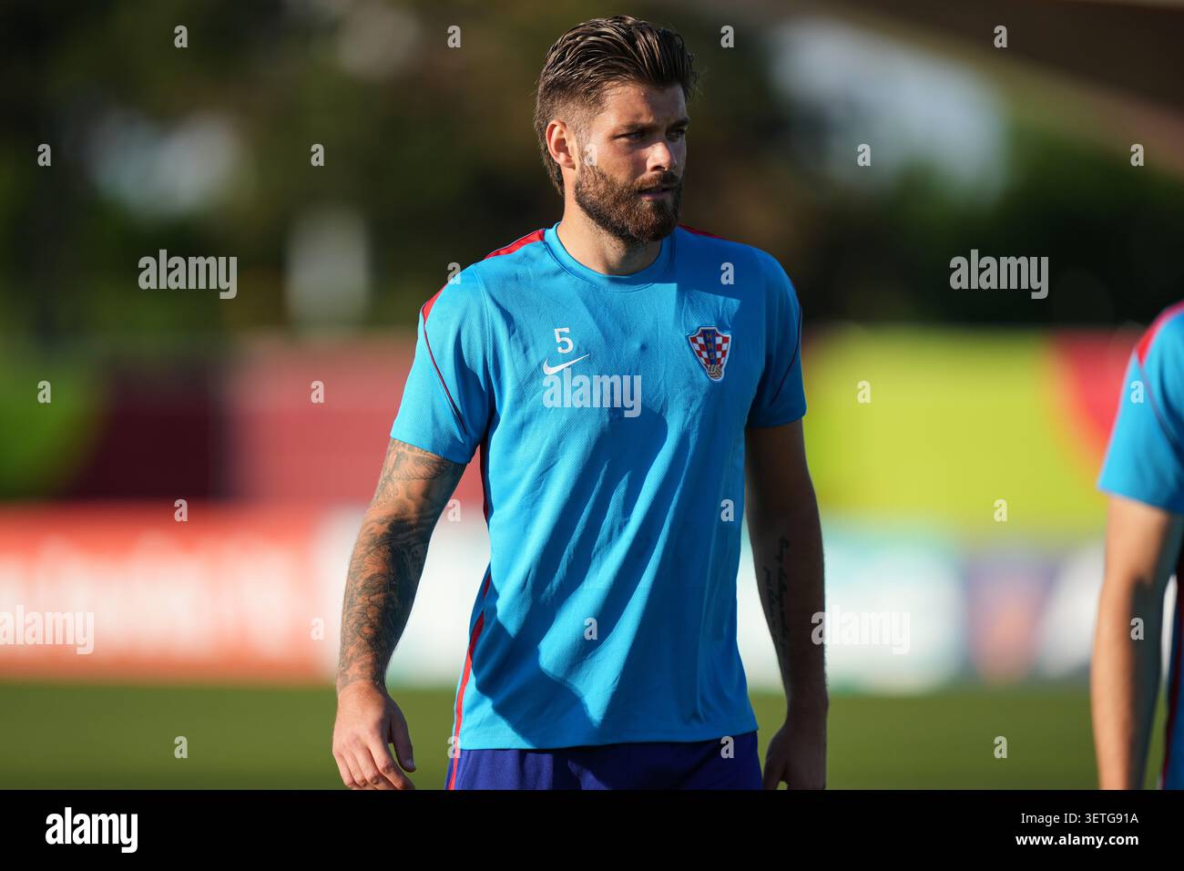 Croatia's Duje Caleta-Car works out during a training session on the ...