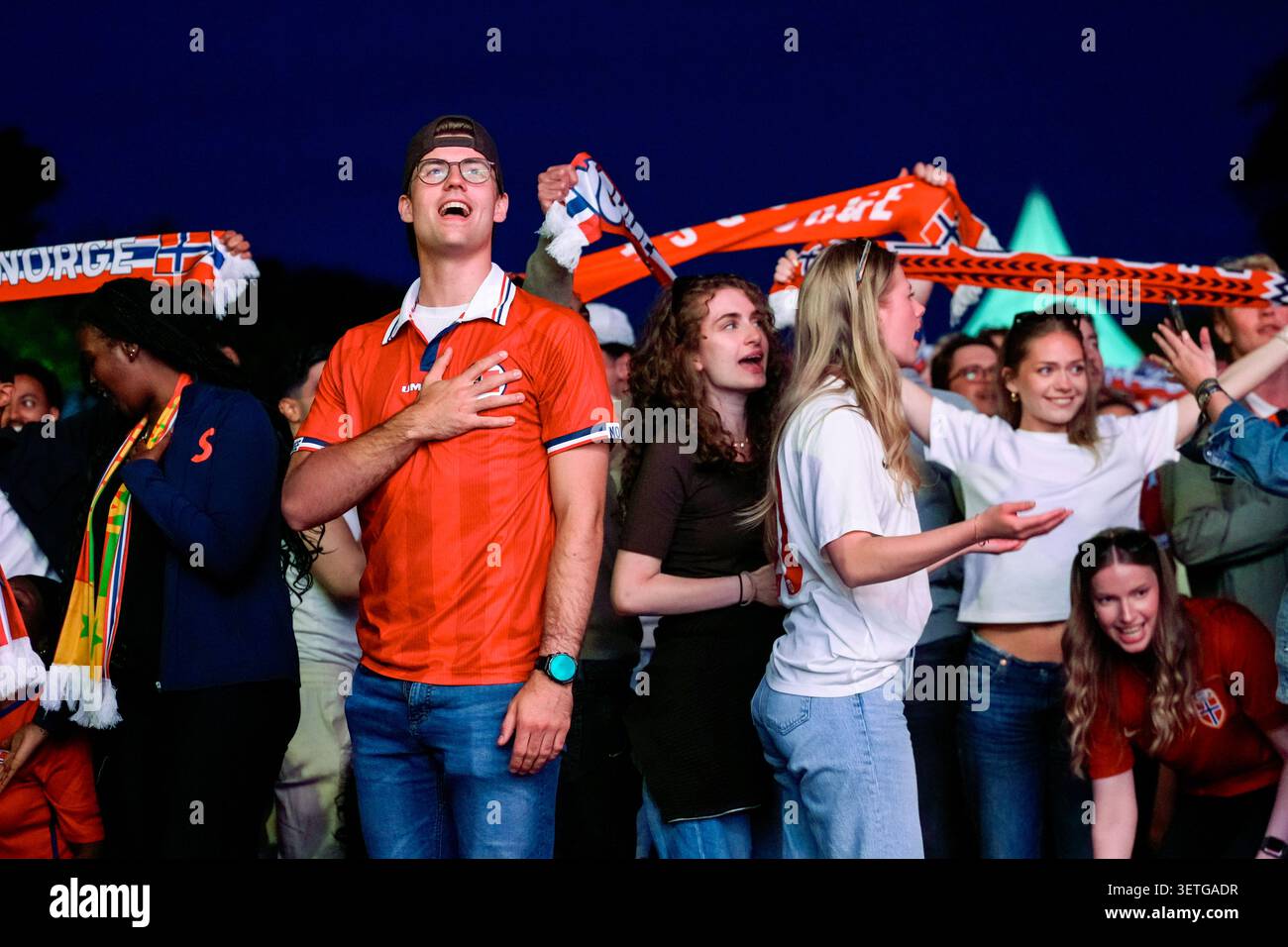 Oslo 20260623. Football party before the start of the World Cup match ...