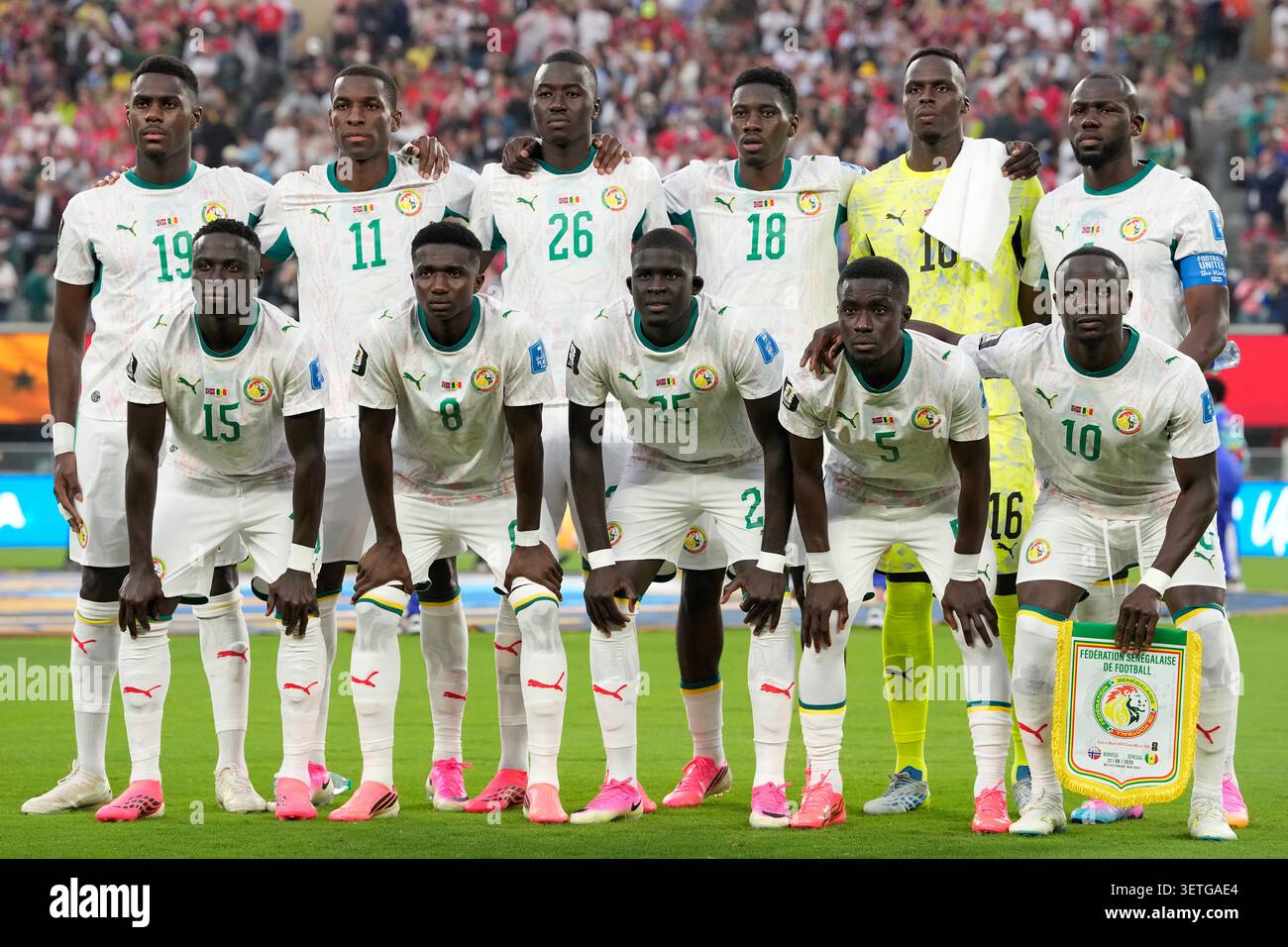 Senegal starting players pose for a team photo at the beginning of the ...