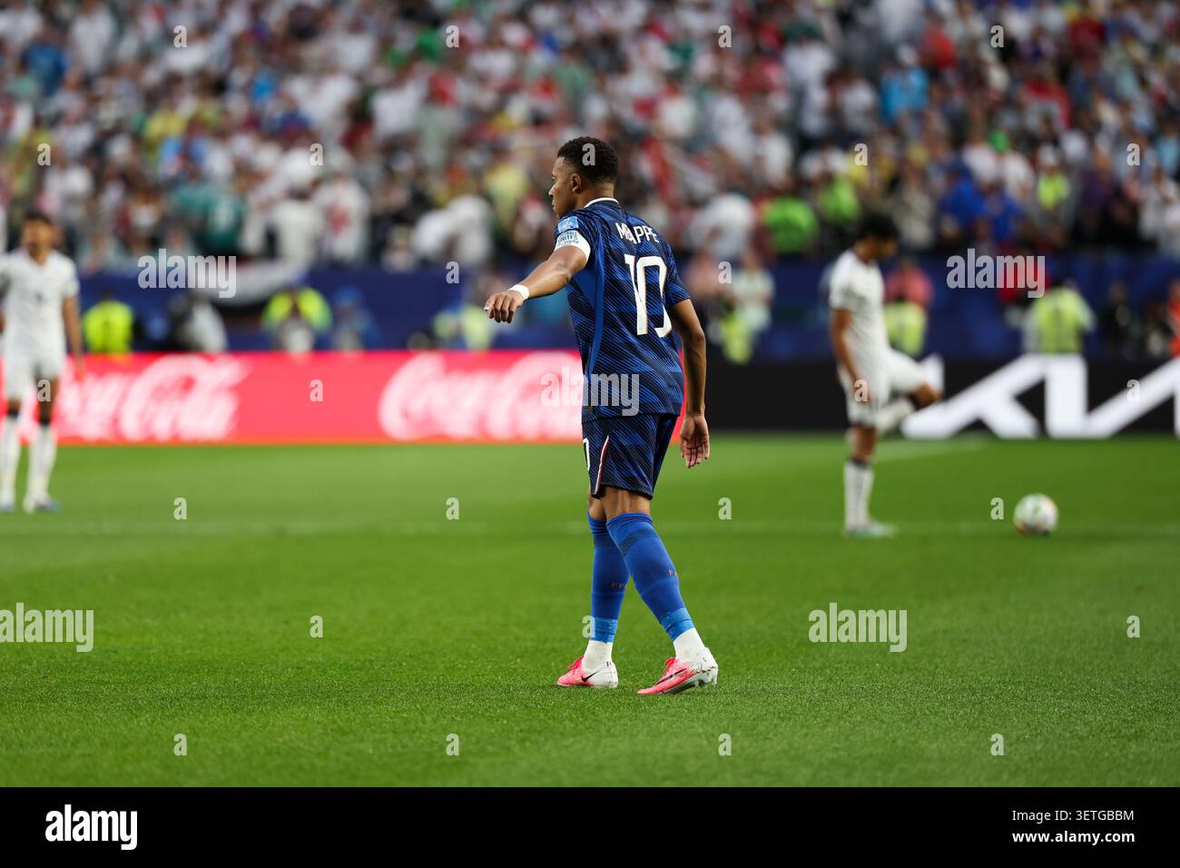 Kyllian MBAPPE of France inspecting the pitch during the training ...