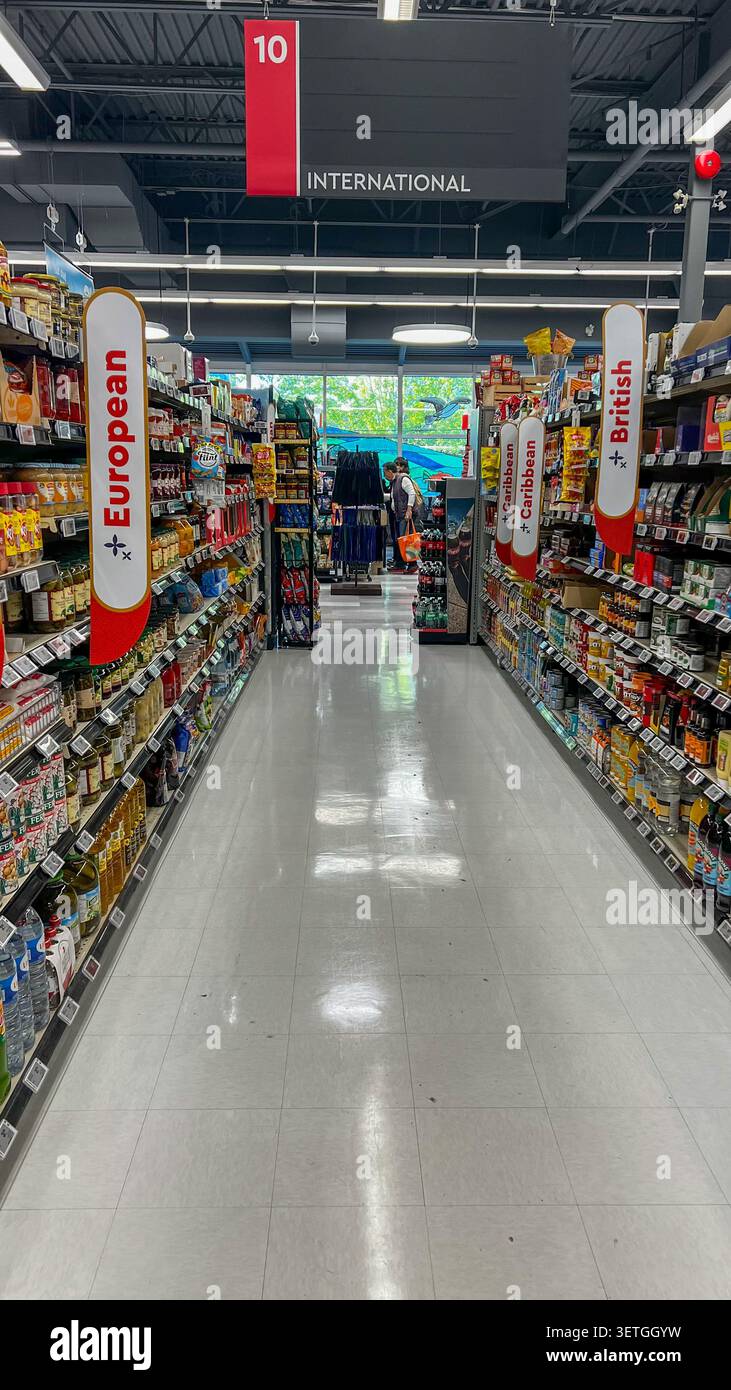 Vancouver, Canada - May 30, 2026: Fully stocked international foods ...