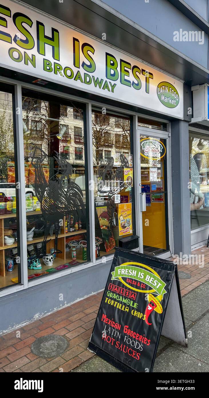 Vancouver, Canada - April 7, 2026: Fresh is Best, a Latin food market ...
