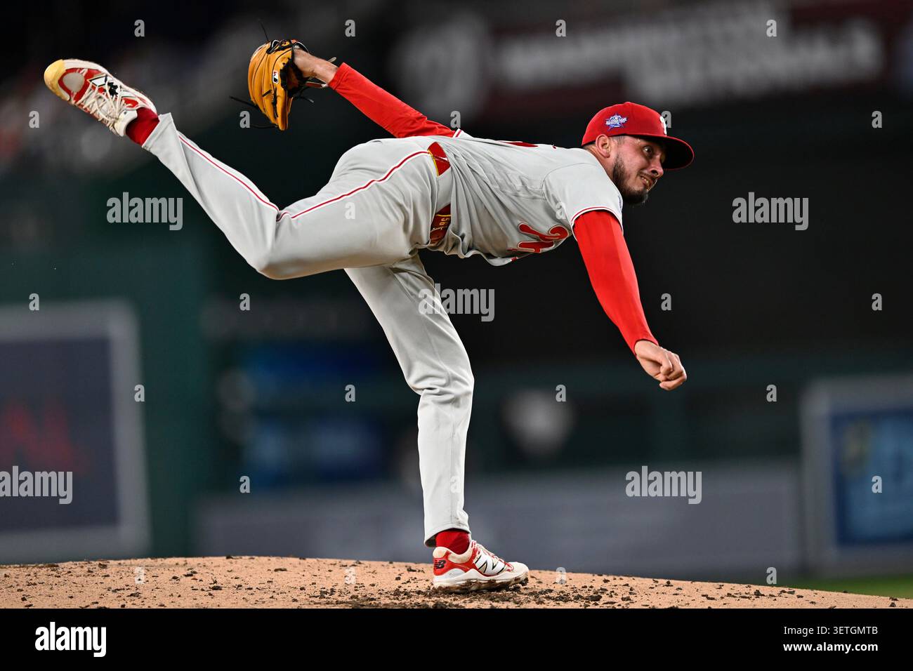 Philadelphia Phillies pitcher Alan Rangel follows through during the ...