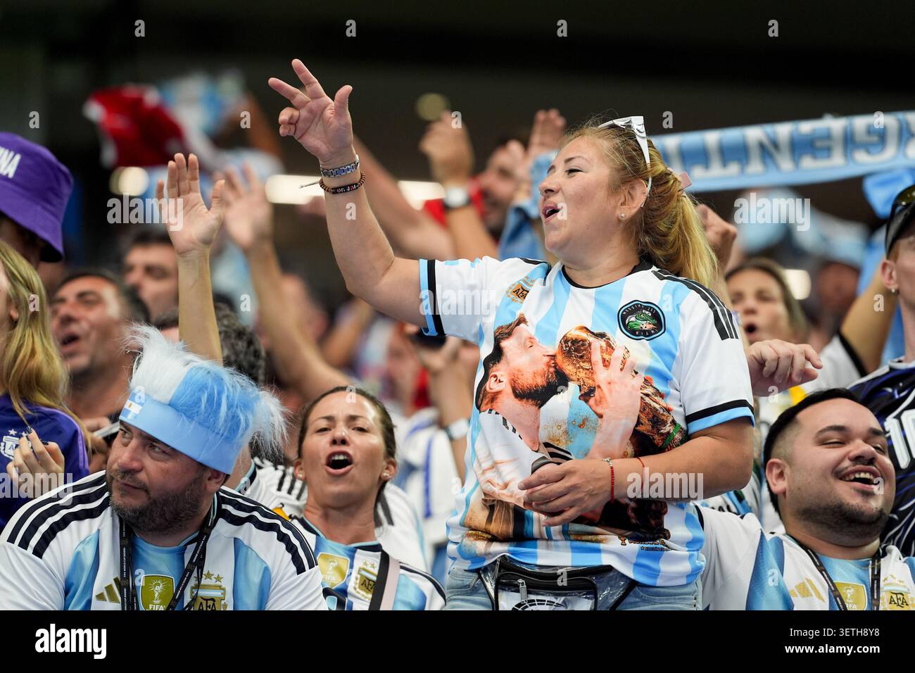 Argentine fans celebrate Argentina's victory over Austria in Group J of ...