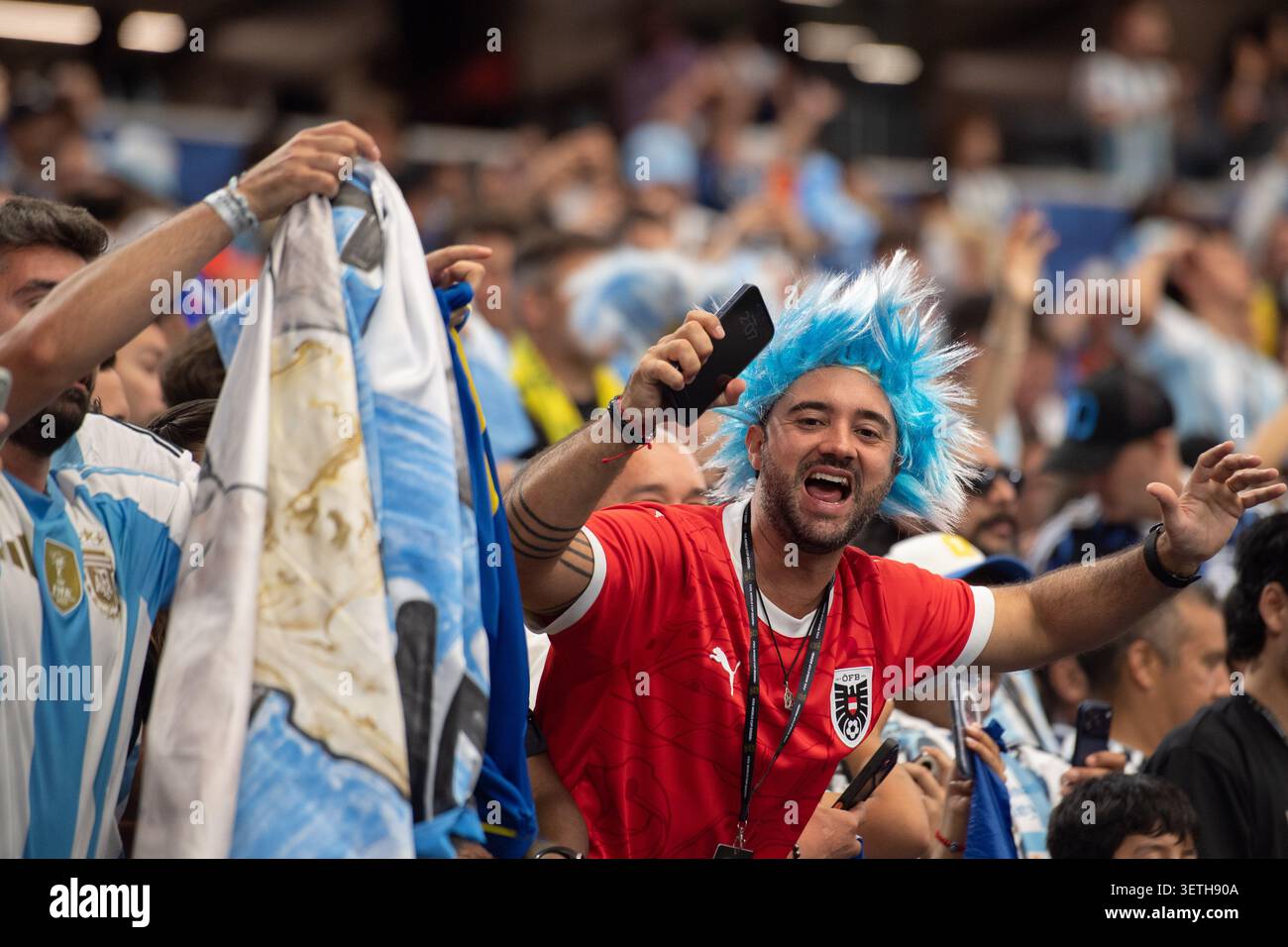 Argentine fans celebrate Argentina's victory over Austria in Group J of ...