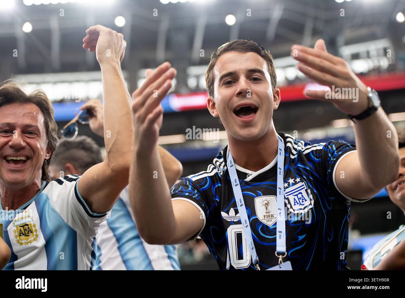 Argentine fans celebrate Argentina's victory over Austria in Group J of ...