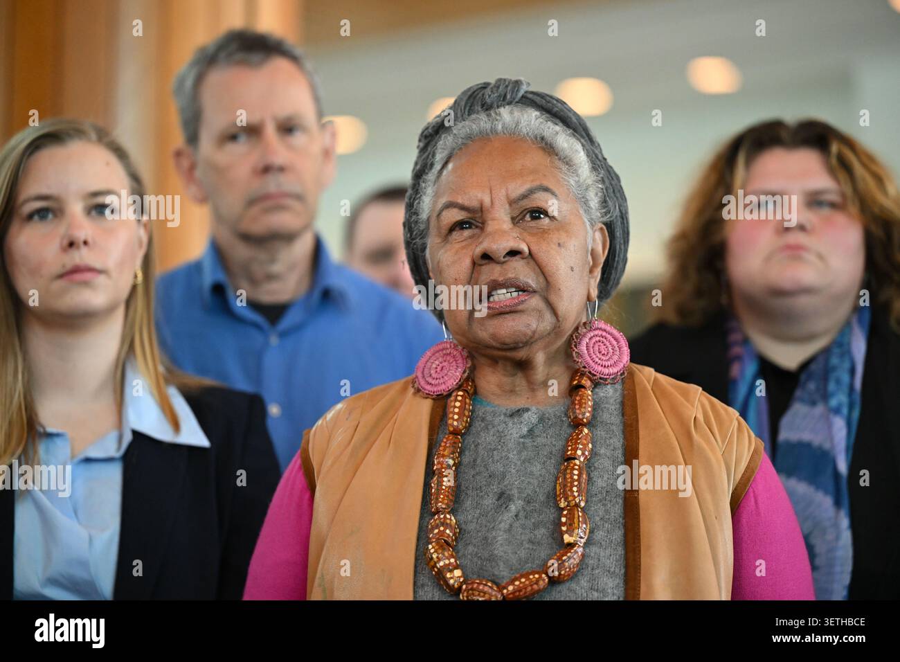 Claimant and Traditional Owner Anne Poelina speaks during a press ...
