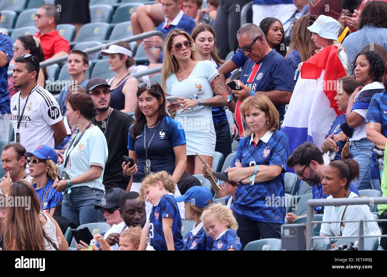 Victoria Triay, wife of France's defender #21 attend the France vs Iraq ...