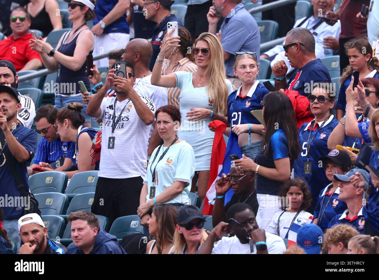 Victoria Triay, wife of France's defender #21 attend the France vs Iraq ...