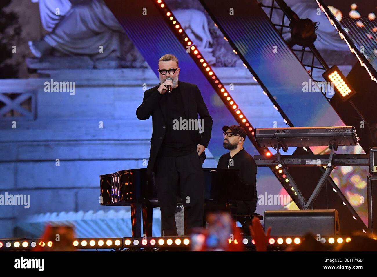 IPA85958605 - Rome, Piazza del Popolo, "Tim Summer Hits," late evening ...
