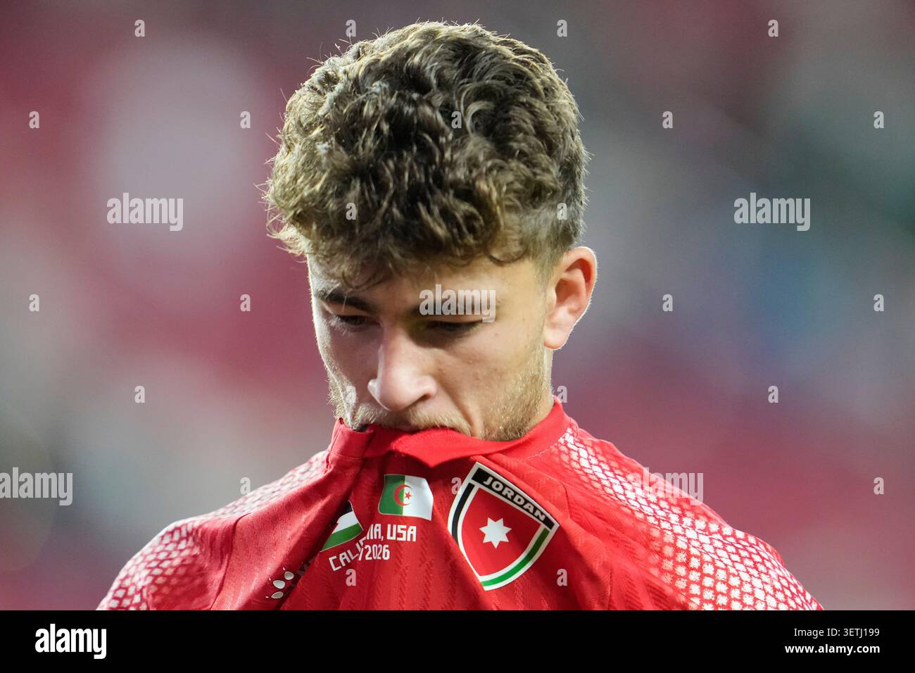 Jordan's Odeh Fakhoury (11) reacts after their loss in the World Cup ...