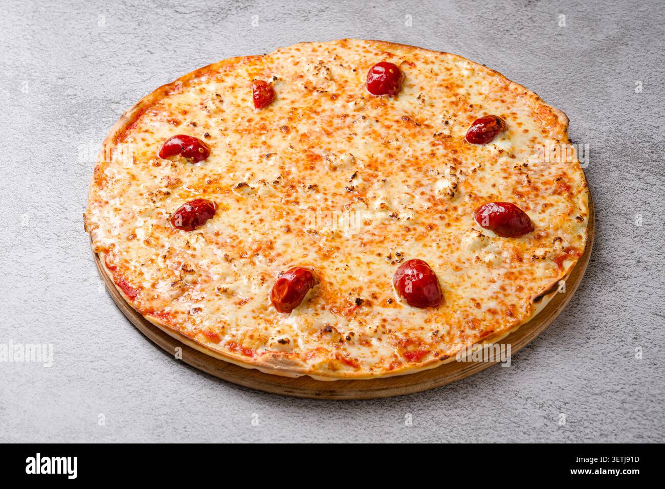 Gourmet pizza with stuffed cherry peppers and ricotta cheese topping ...