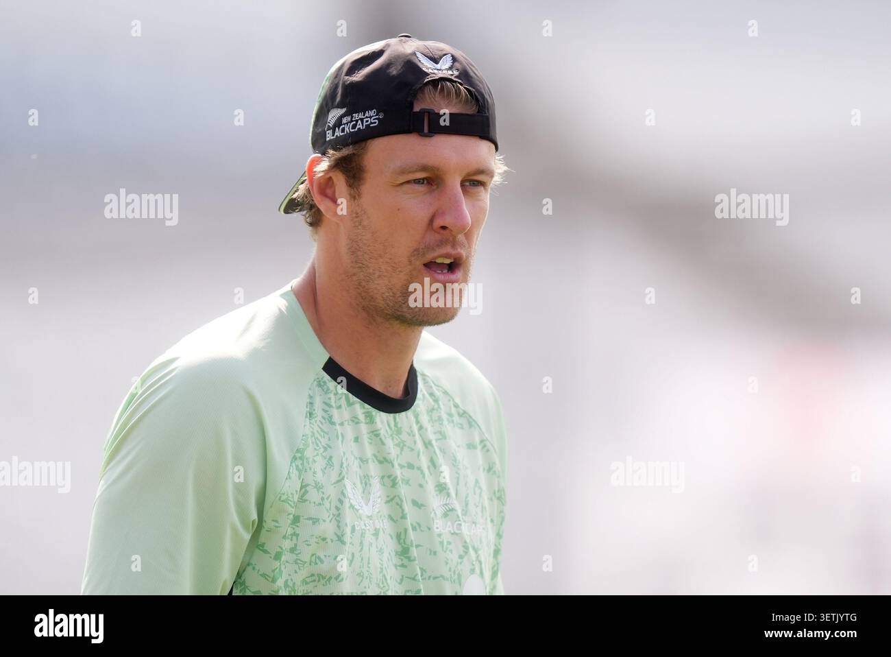 New Zealand's Kyle Jamieson during a nets session at Trent Bridge ...