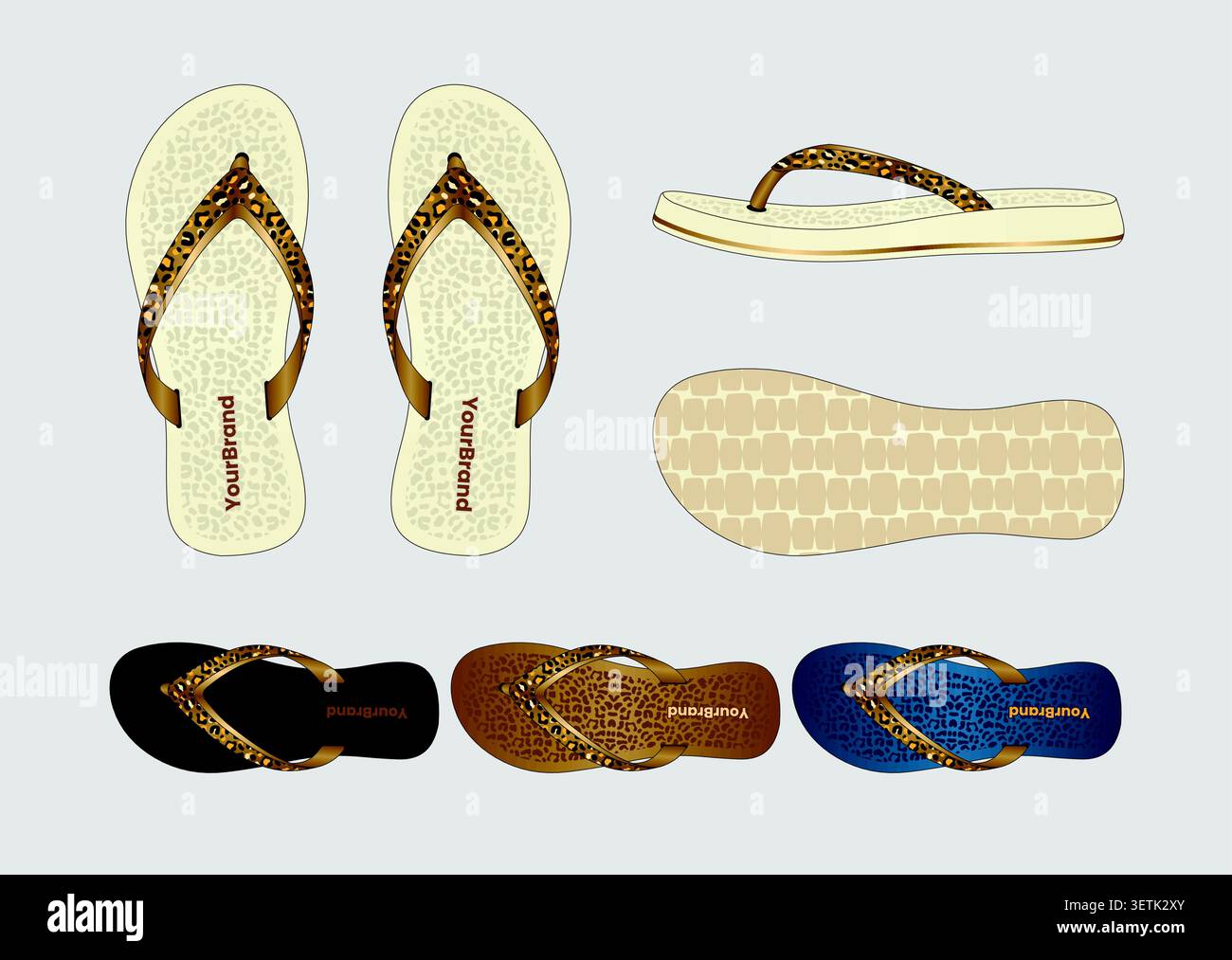 Luxury Leopard Print Flip Flops Vector Tech Pack with Elegant Colorways ...
