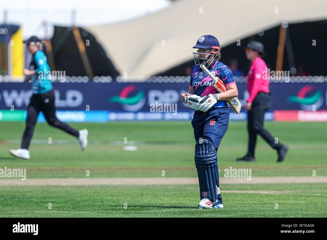 Wicket! 17, Kathryn Bryce of Scotland departs during the ICC Women's ...